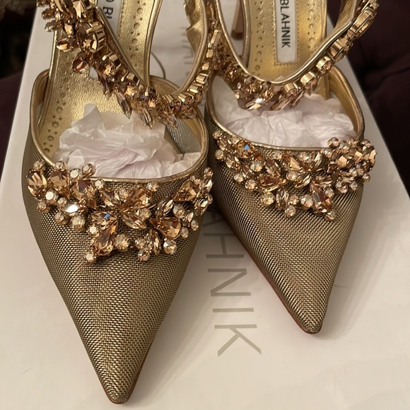 Manolo Blahnik | Shoes | Mano Blanhik Mesh Gold Lurum | Poshmark